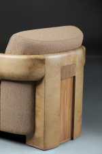 Dais Lounge Chair, Russet Brown Parchment